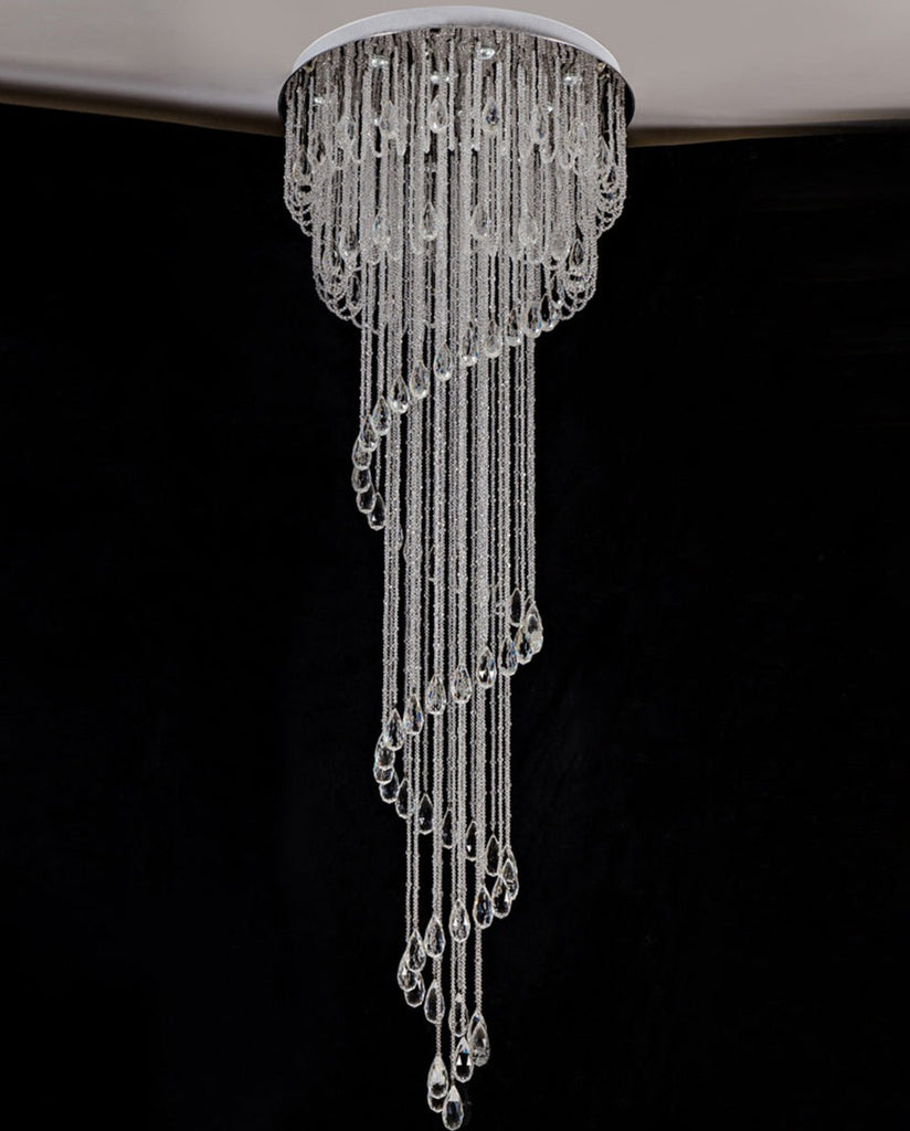 Spiral Shaped Long Lustrous Crystal Chandelier - Elegant - Lixra.com