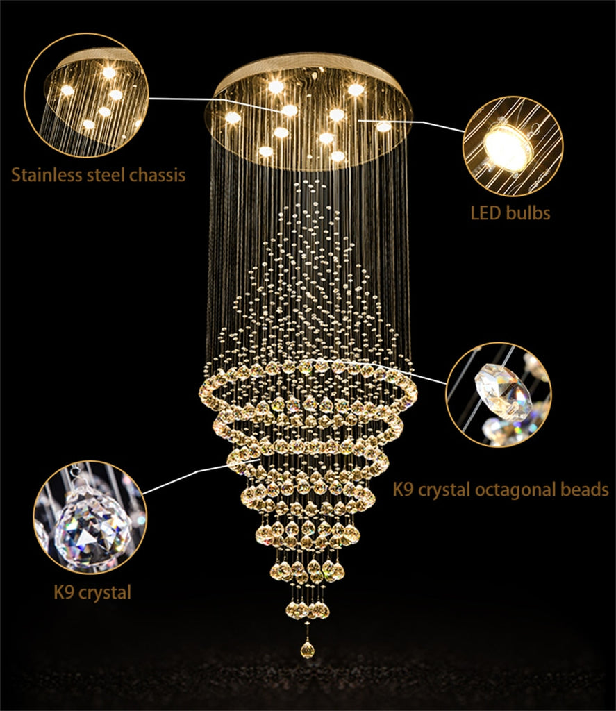 Long Circular Dazzling Crystal Chandelier for Modern Homes - Lixra.com