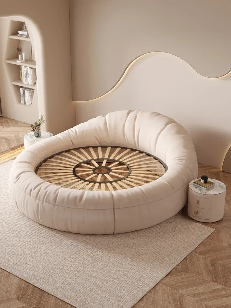 Italian Style Velvet Modern Round Bed - Lixra.com