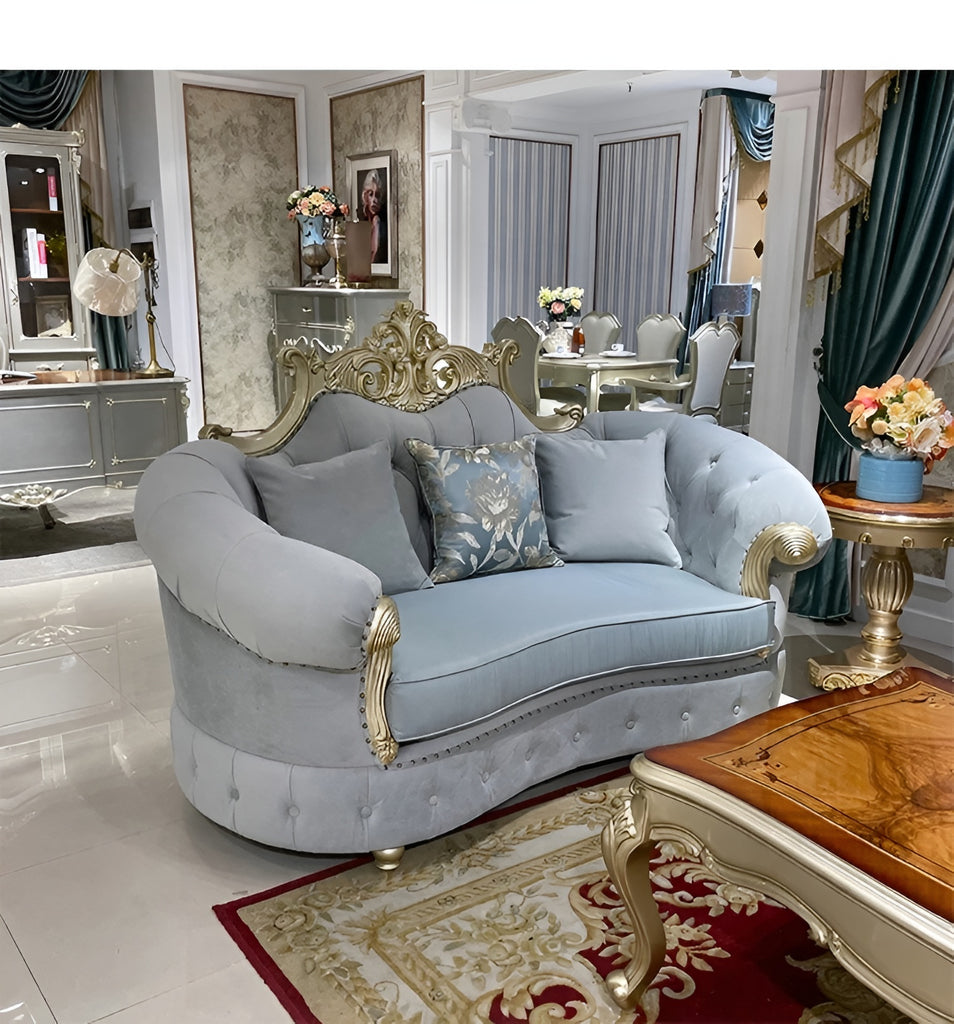 Antique Design Velvet Fabric European Sofa Set - Lixra.com