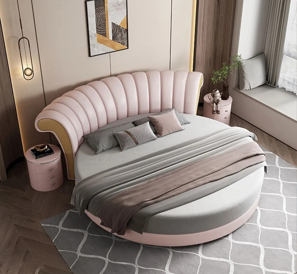 Tufted Leather Modern Round Bed for Luxurious Sleep - Lixra.com