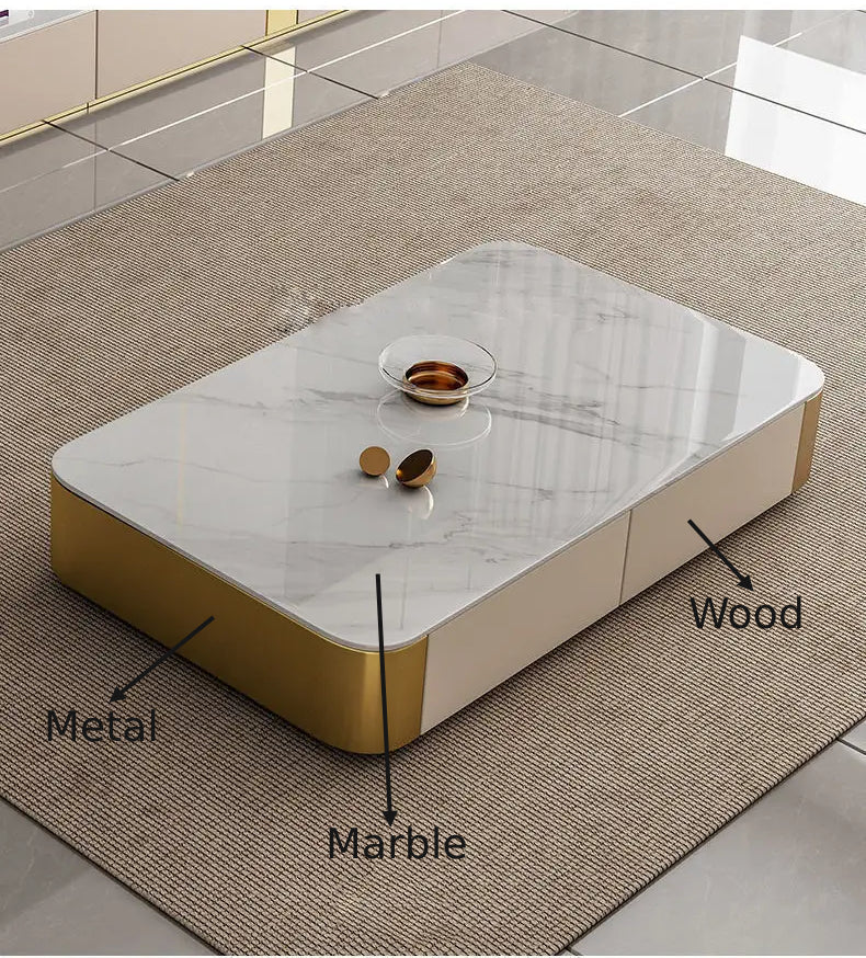 Wooden Marble-Top TV Stand & Coffee Table - Lixra.com