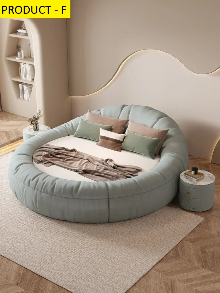 Italian Style Velvet Modern Round Bed - Lixra.com
