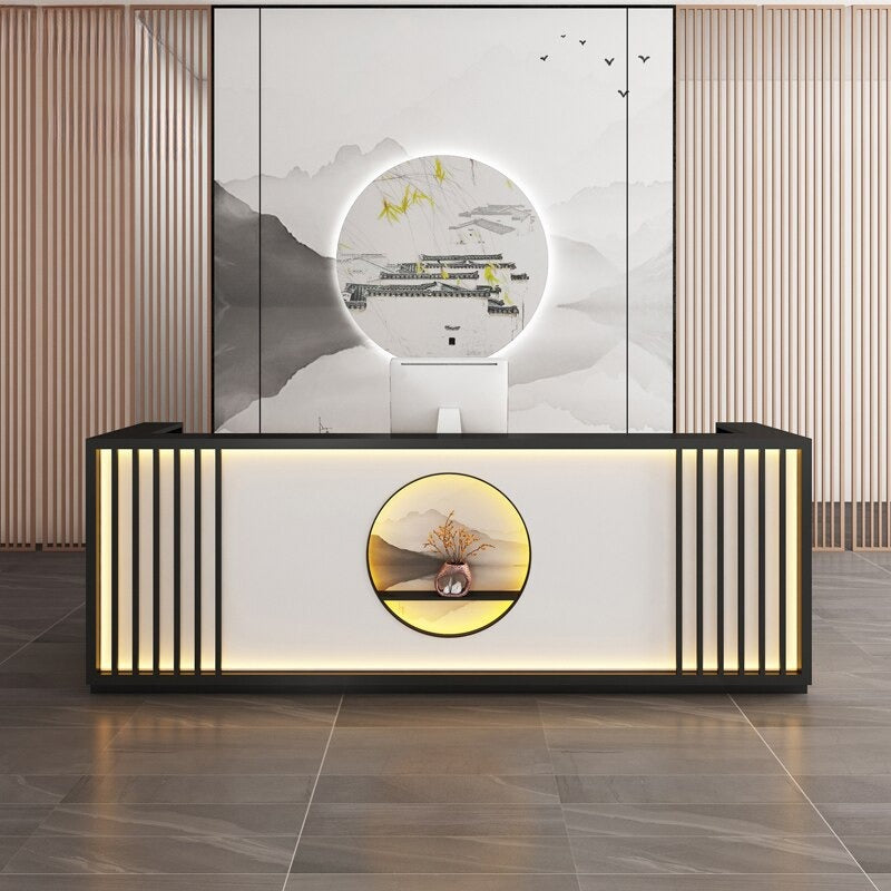 Retro Look Wooden Reception Desk for Modern Offices - White - Lixra.com