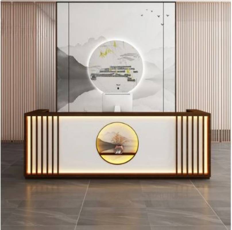 Retro Look Wooden Reception Desk for Modern Offices - White - Lixra.com