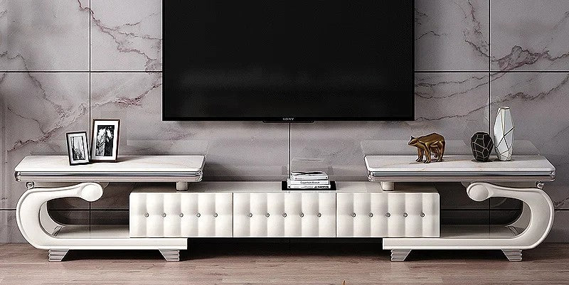 Modern Extendable Marble-Top TV Stand for Style
