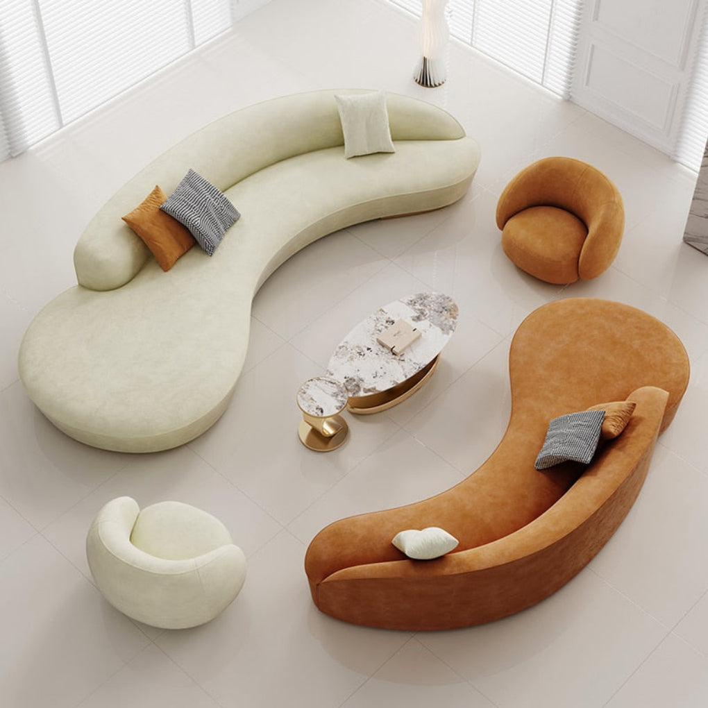 Modern Curved Fabric Sofa with Single Seater Comfort