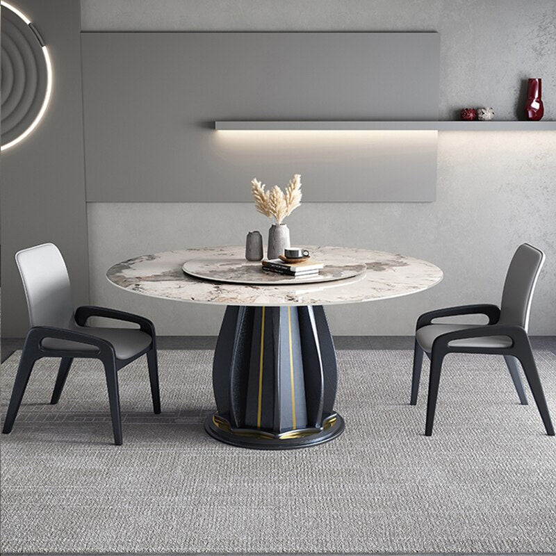 Designed Marble Round Dining Table Set - Lixra.com
