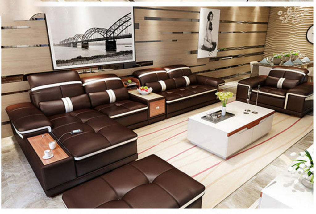 Modish Comfy Leather Palatial Sectional Sofa - Lixra.com