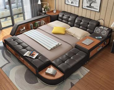 Multi-functional Button-Tufted Leather Bed - Lixra.com