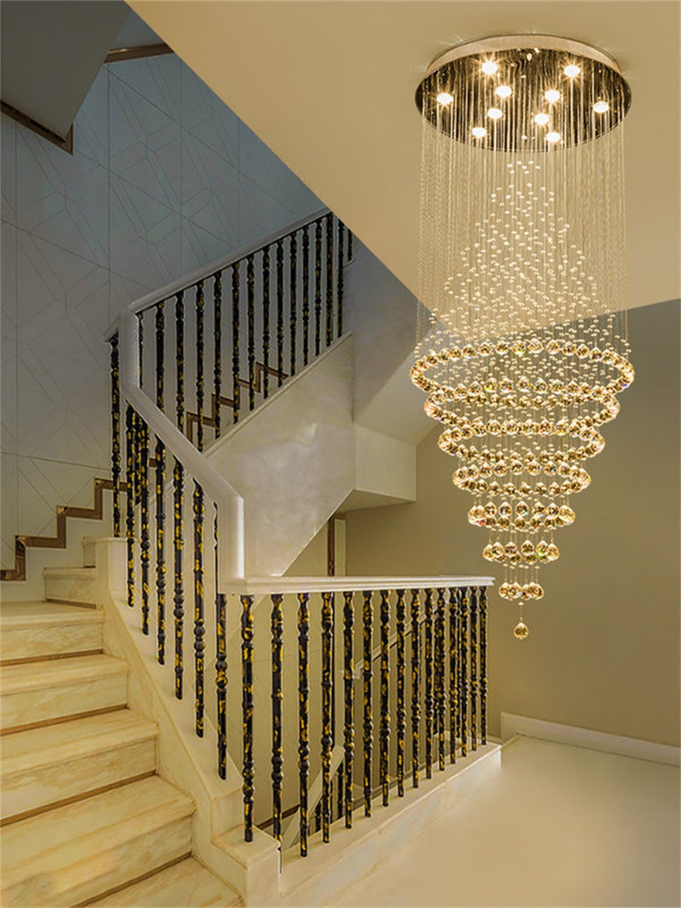 Long Circular Dazzling Crystal Chandelier for Modern Homes - Lixra.com