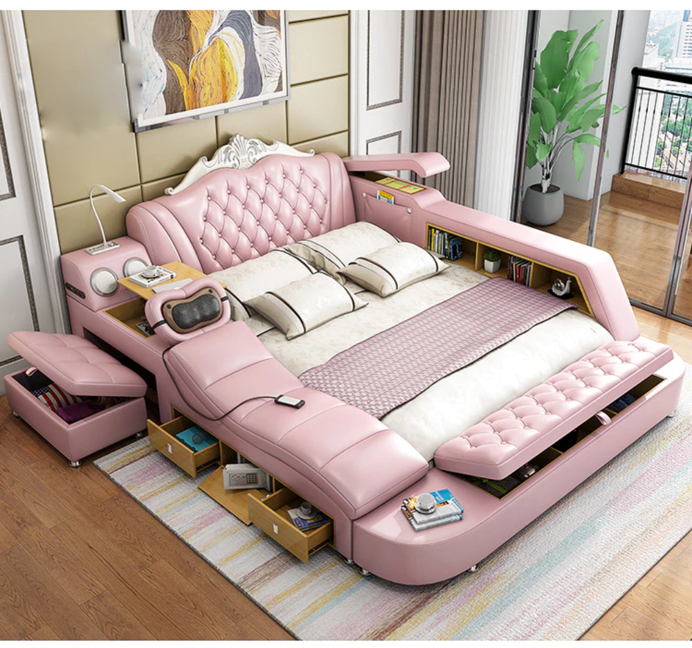 Modern Multi-Functional Palatial Leather Soft Bed – Lixra.com