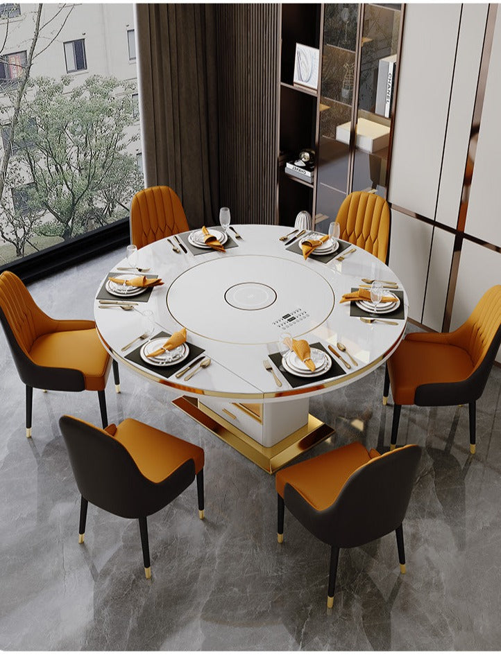 2 in 1 Glamorous Expandable Dining Table Set with Lazy Susan - Lixra.com