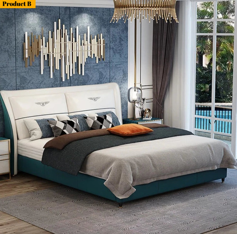 Contemporary Moderate Design Exclusive Leather Bed - Comfort - Lixra.com