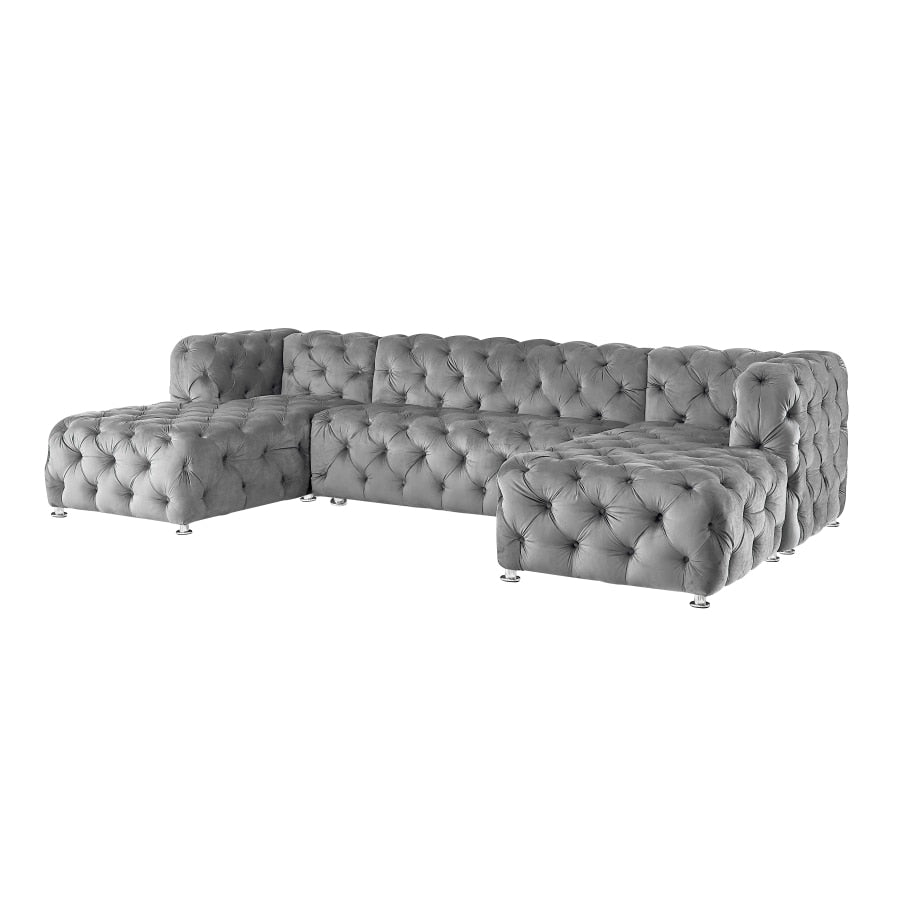 Contemporary Look Exotic Design Velvet Fabric Modular Sectional Sofa ...