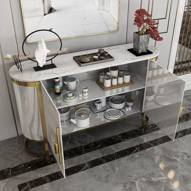 Marble-Top White Buffet Table: Modern Nordic Style