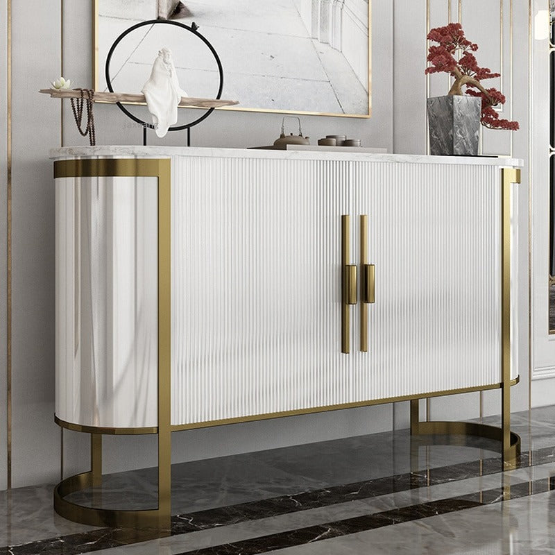 Marble-Top White Buffet Table: Modern Nordic Style