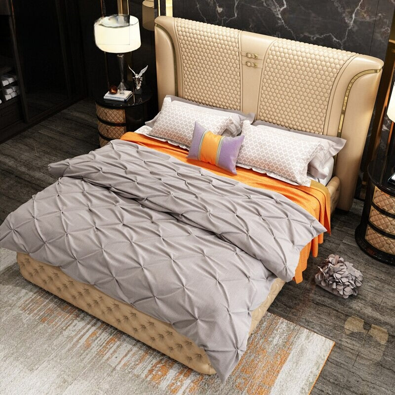 Magnificent Design Button Tufted Leather Upholstered Bed - Lixra.com