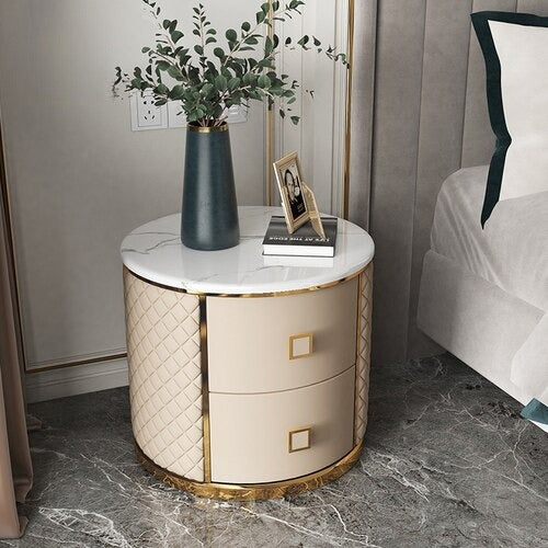 Set of 2 Modern Marble-Top Night-Stand - Lixra.com