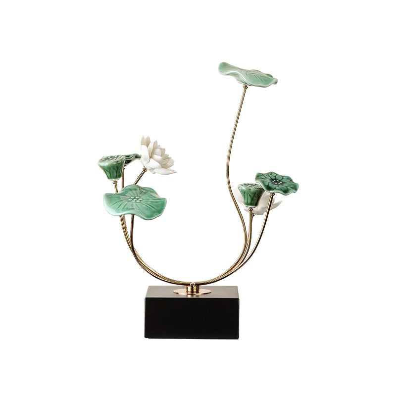 Exquisite Design Modern Art Lotus Leaf Showpiece - Lixra.com