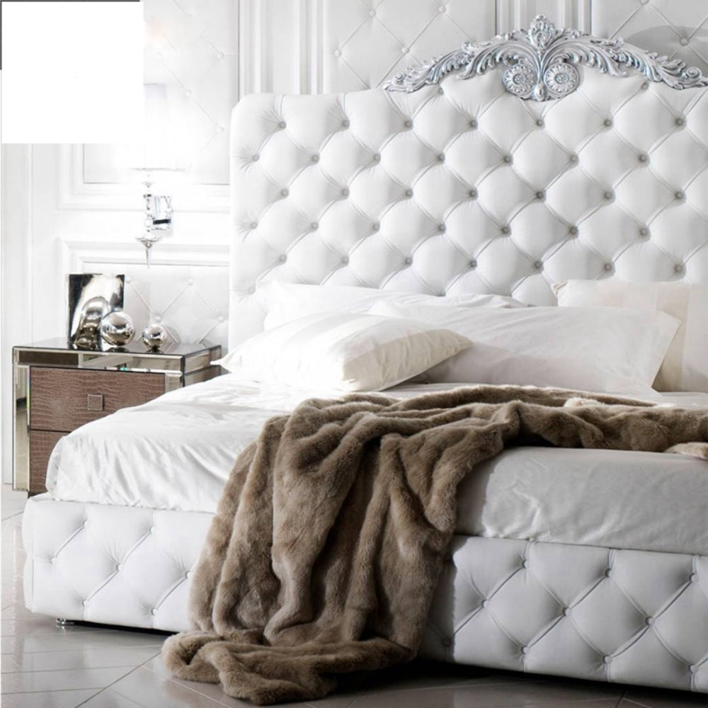 Modern Luxurious Button Tufted Leather Bed Comfort - Lixra.com