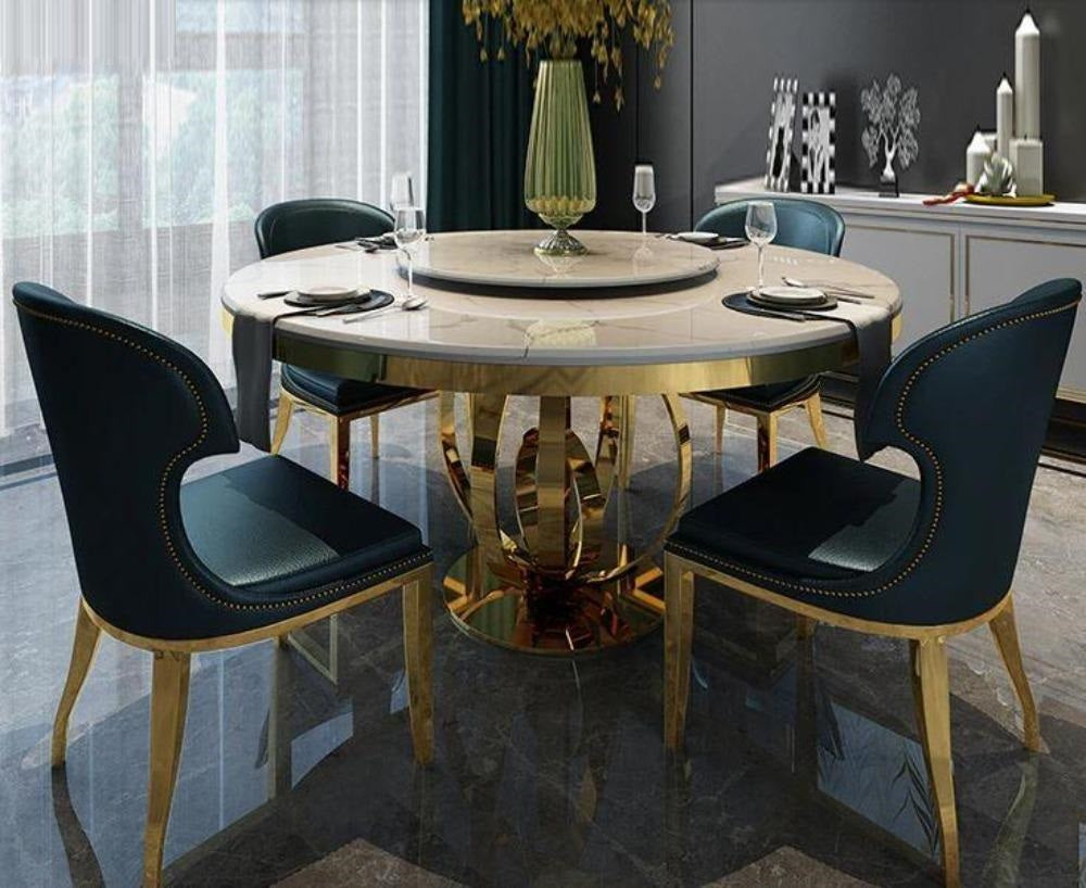 Complementary Marble Round Dining Table Set - Lixra.com